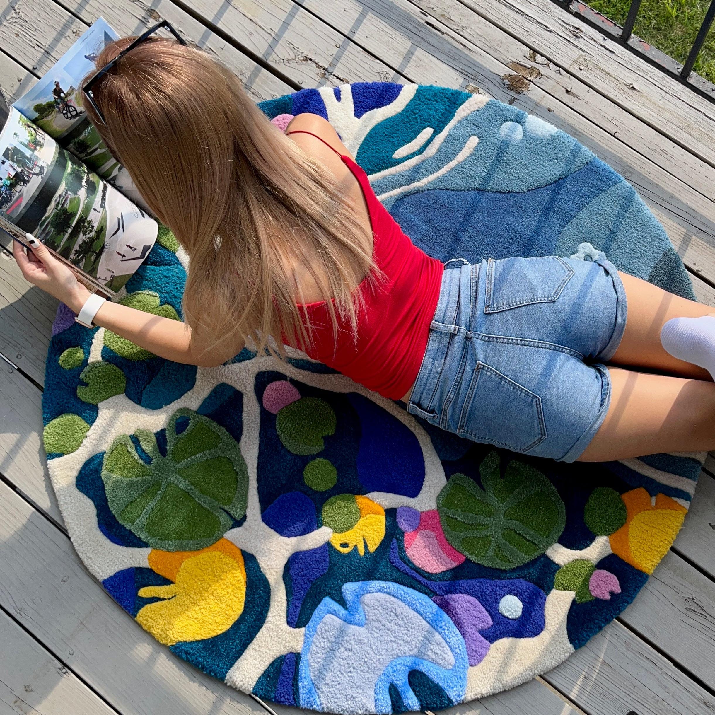 Koi Pond Harmony Rug – Hand Tufted Japanese-inspired Carpet - Etsy