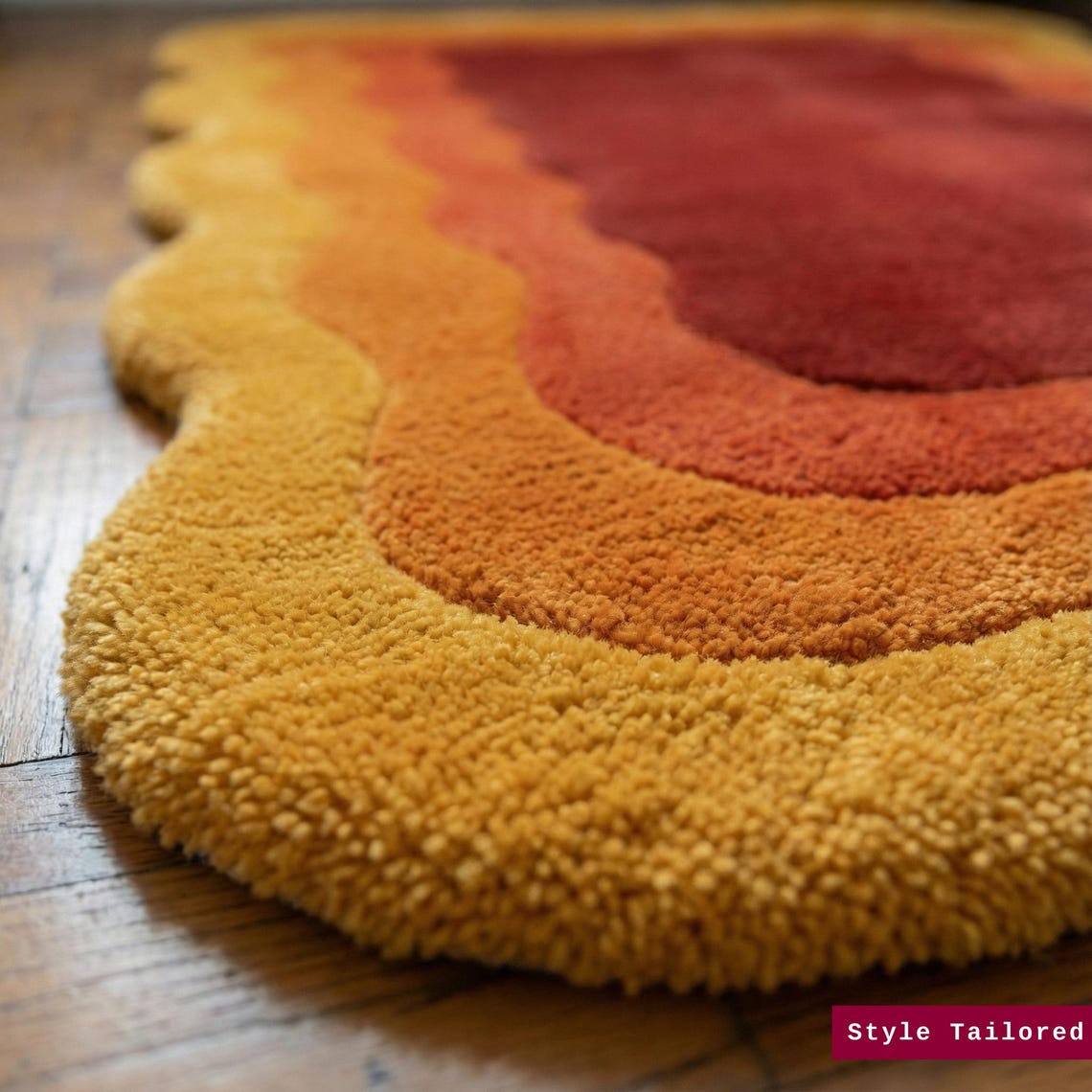 Hand Tufted Retro Rug – 70’s Style in Orange & Yellow Gradient - Etsy