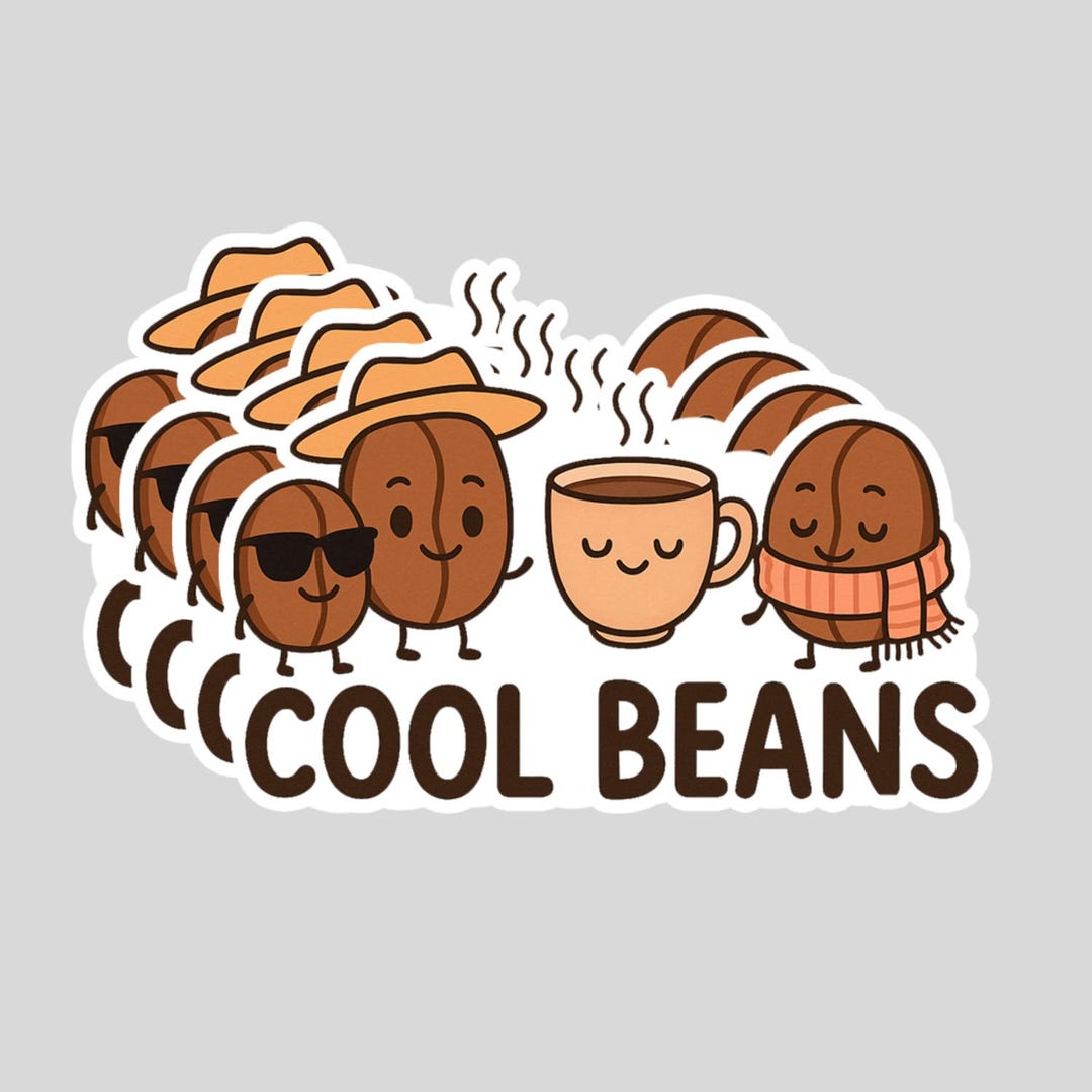 4PCS “cool Beans” Stickers – Cute Kawaii Chibi Coffee Bean Vinyl Decal ...