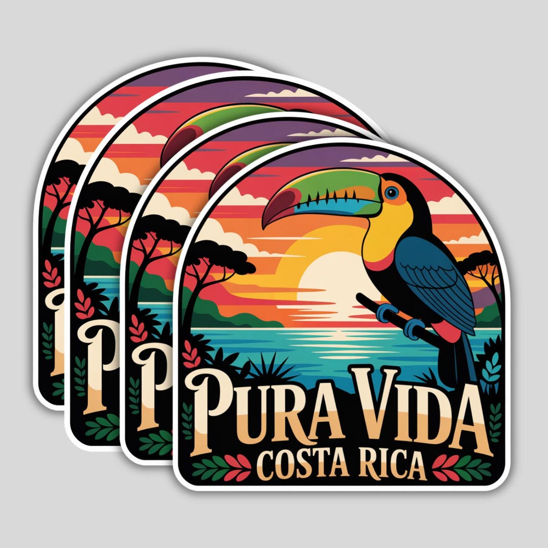 4PCS Pura Vida Costa Rica Stickers – Travel Souvenir Vinyl Decals for ...