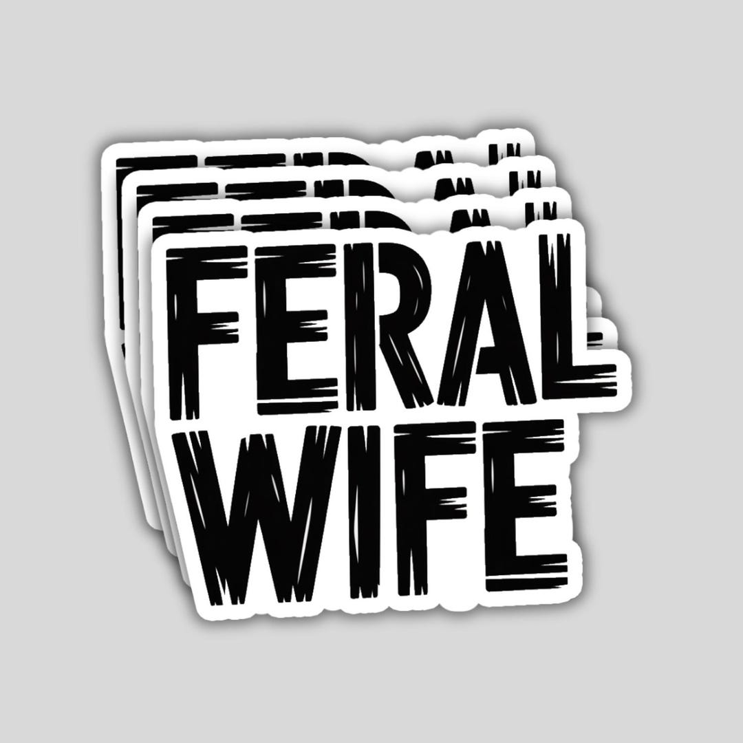 4PCS Feral Wife Stickers – Sassy Wifey Humor Quote Vinyl Decal Gift Set ...
