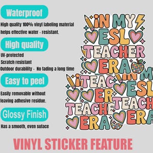 4pcs in My ESL Teacher Era Stickers – Funny ELL Teacher Vinyl Decals ...