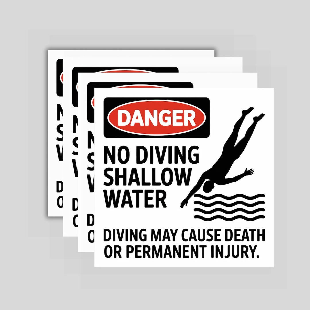 No Diving Stickers 4-pack: Waterproof Vinyl Decals for Pool/hot Tub - Etsy