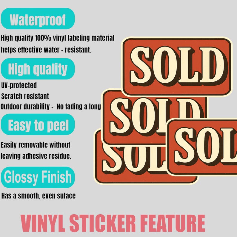4pcs Bold Red SOLD Vinyl Stickers - Realtor Decals - Etsy