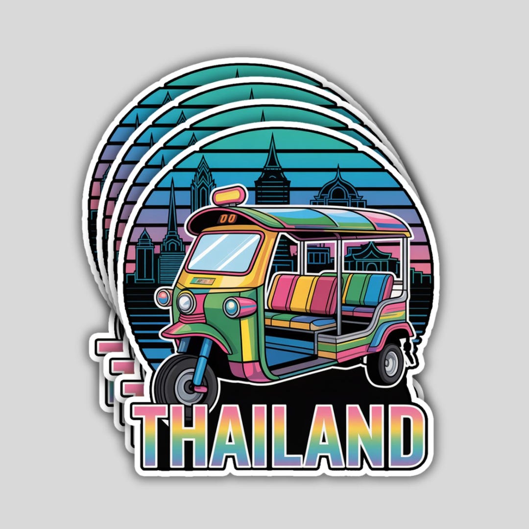 4PCS Thailand Travel Die Cut Stickers: Waterproof Vinyl Decals - Asia ...