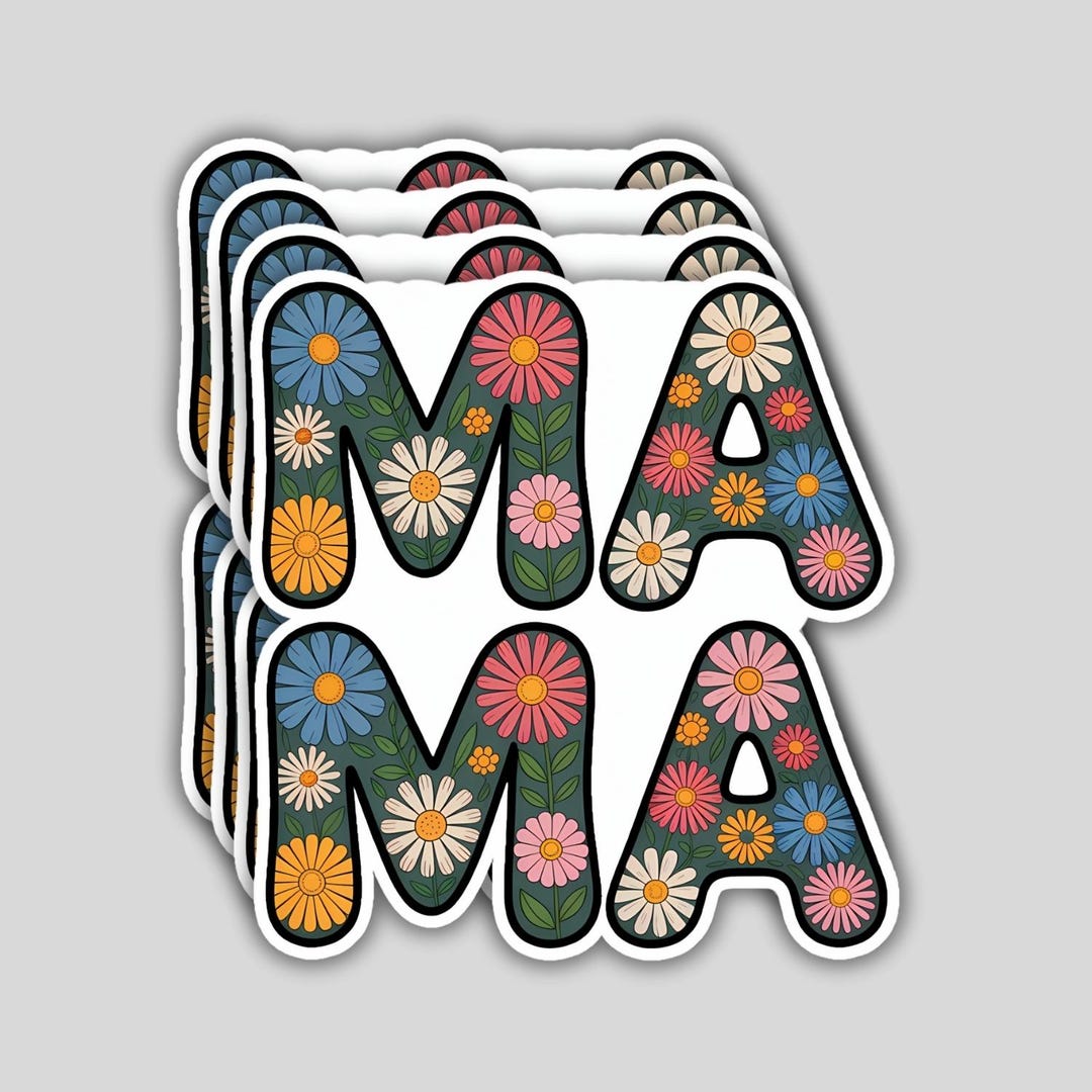 4pcs Floral Mama Stickers: Waterproof Mom Life Vinyl Decals - Etsy