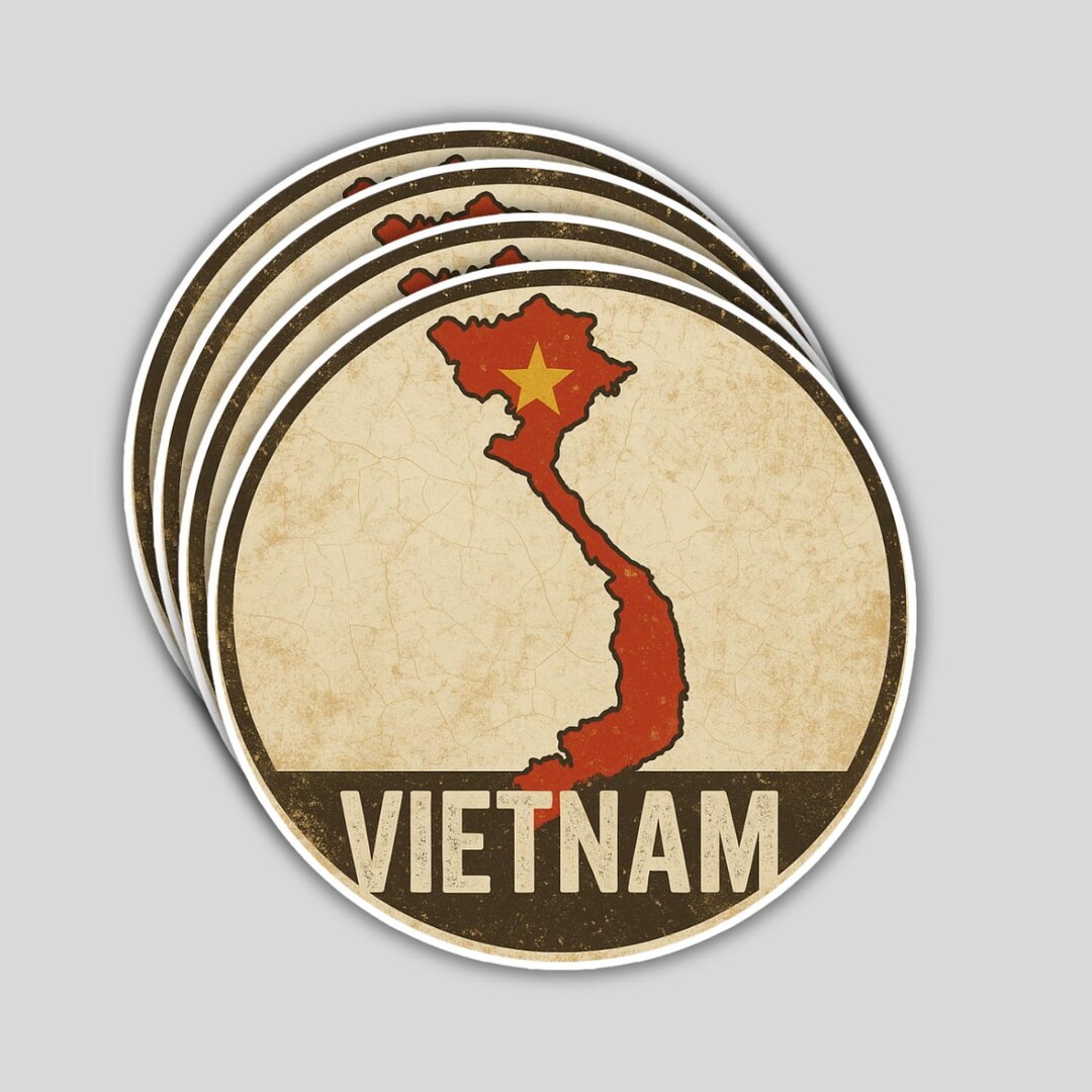 4pcs Vietnam Map Flag Stickers Retro Design– Waterproof Travel Vinyl ...