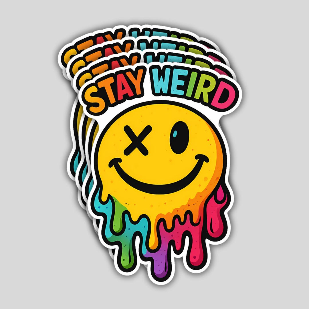 4PCS Stay Weird Stickers: Funny Quote Vinyl Decals - Waterproof - Etsy