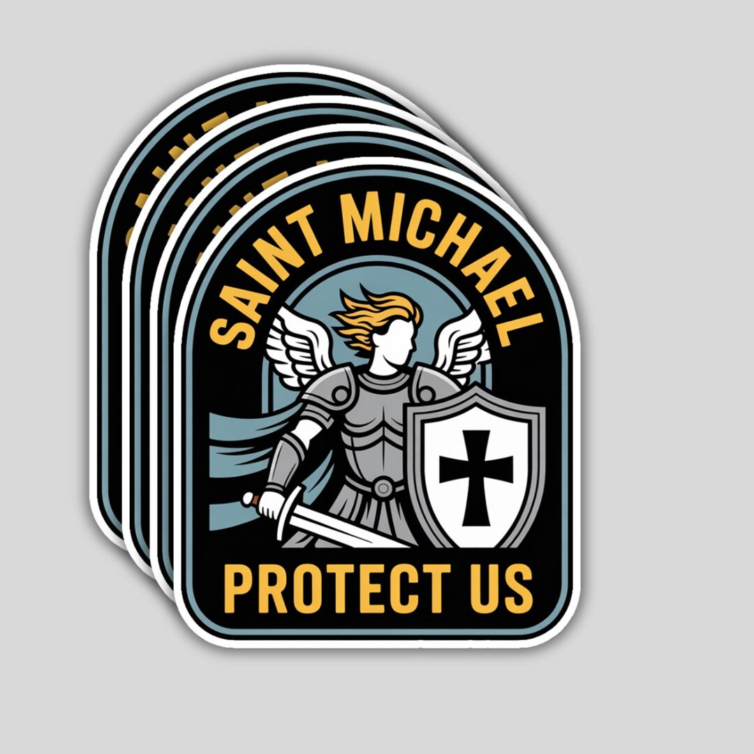 Saint Michael Protect Us Stickers: Catholic Vinyl Decals - 4PCS - Etsy