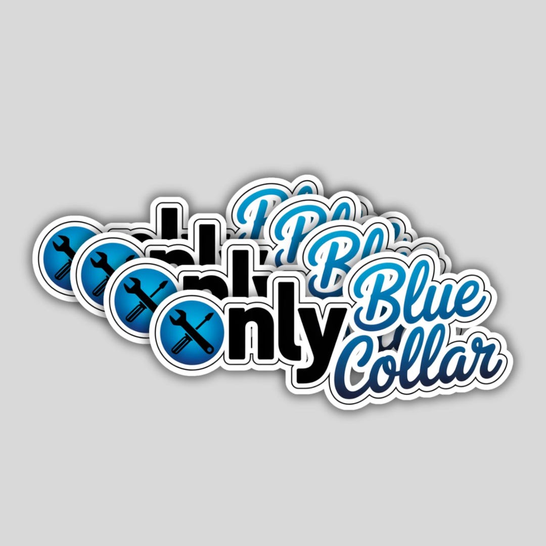 Blue Collar Stickers 4-pack: Waterproof Vinyl Decals for Hard Hat ...