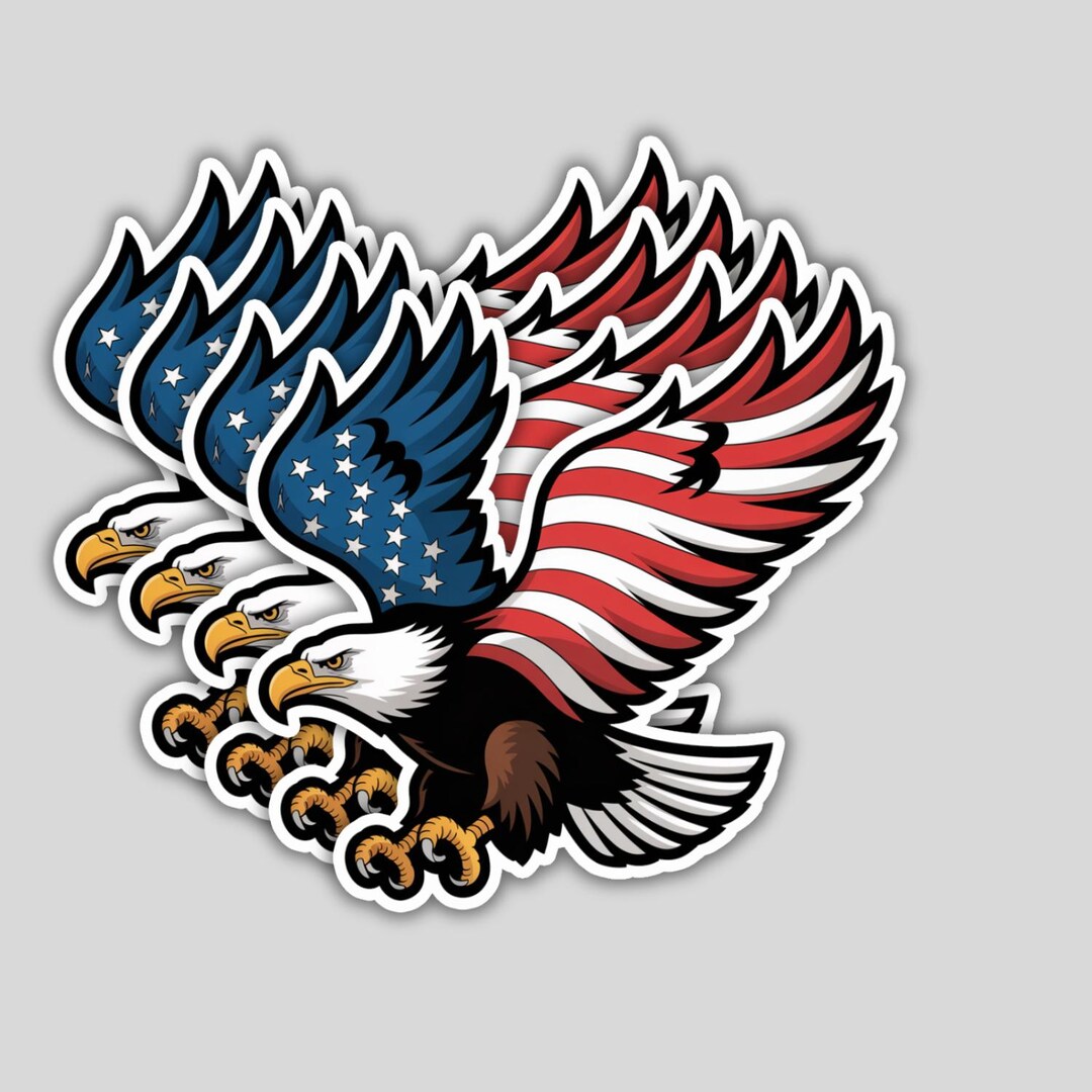 USA Flag Bald Eagle Stickers: Patriotic Vinyl Decals - 4-piece Pack - Etsy