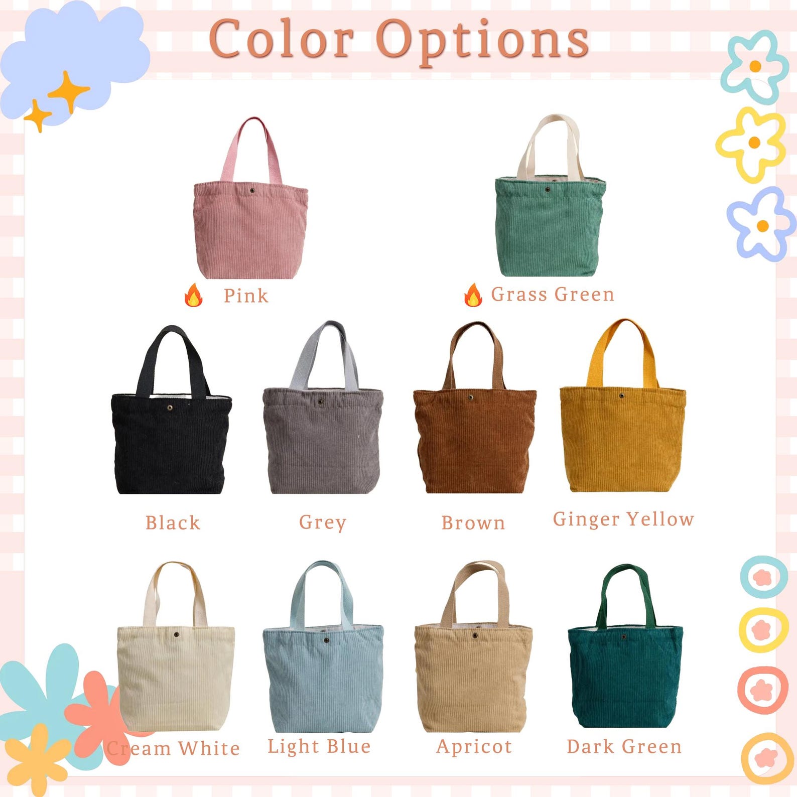 Personalized Kids Name Handbags, Corduroy Handbag for Girls ...
