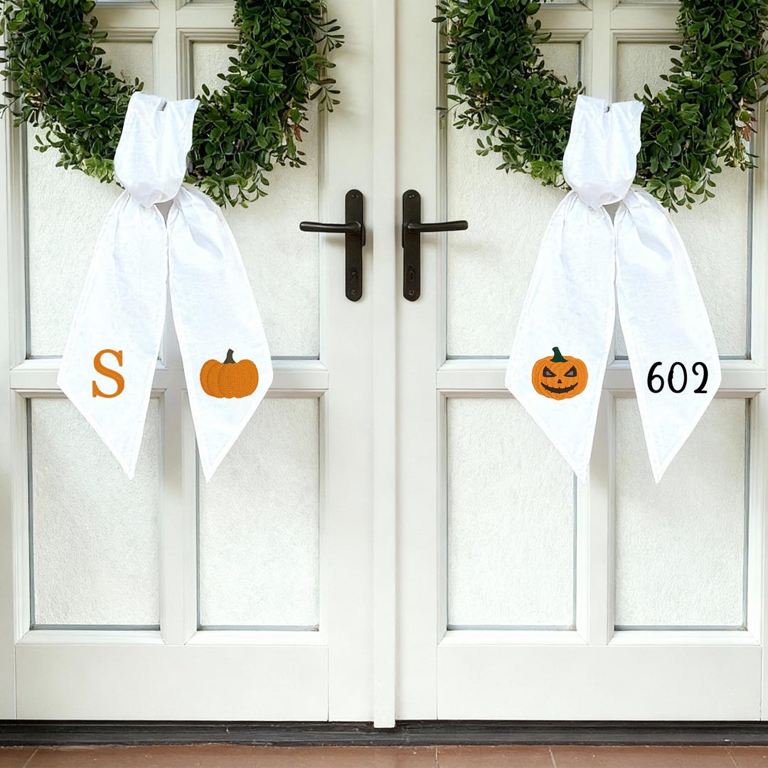 Personalized Satin Halloween Wreath Sash: Custom Initials & Pattern ...