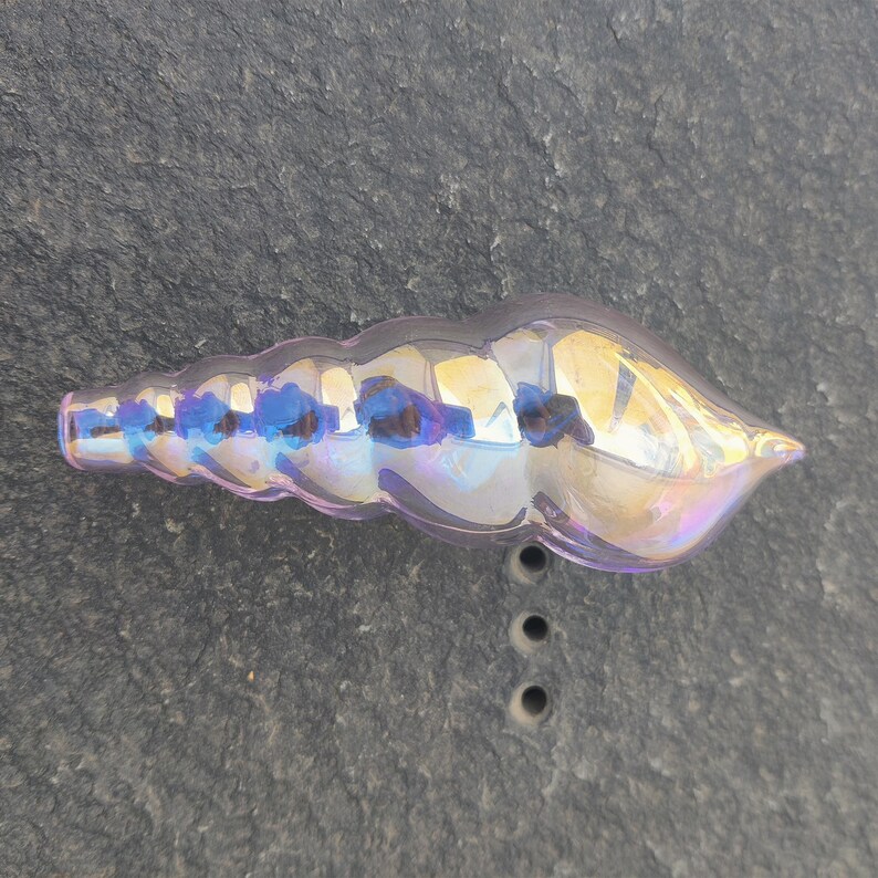 4.5'' Conch Glass Pipe Girly Unique Handmade Purple Transparent Heady ...