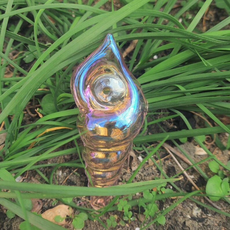 4.5'' Conch Glass Pipe Girly Unique Handmade Purple Transparent Heady ...