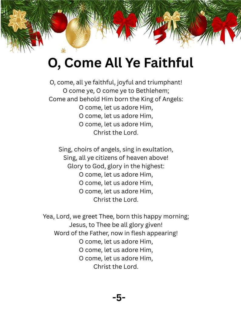 Christmas Carols: Sing-along Printable ( Instant Download) - Etsy