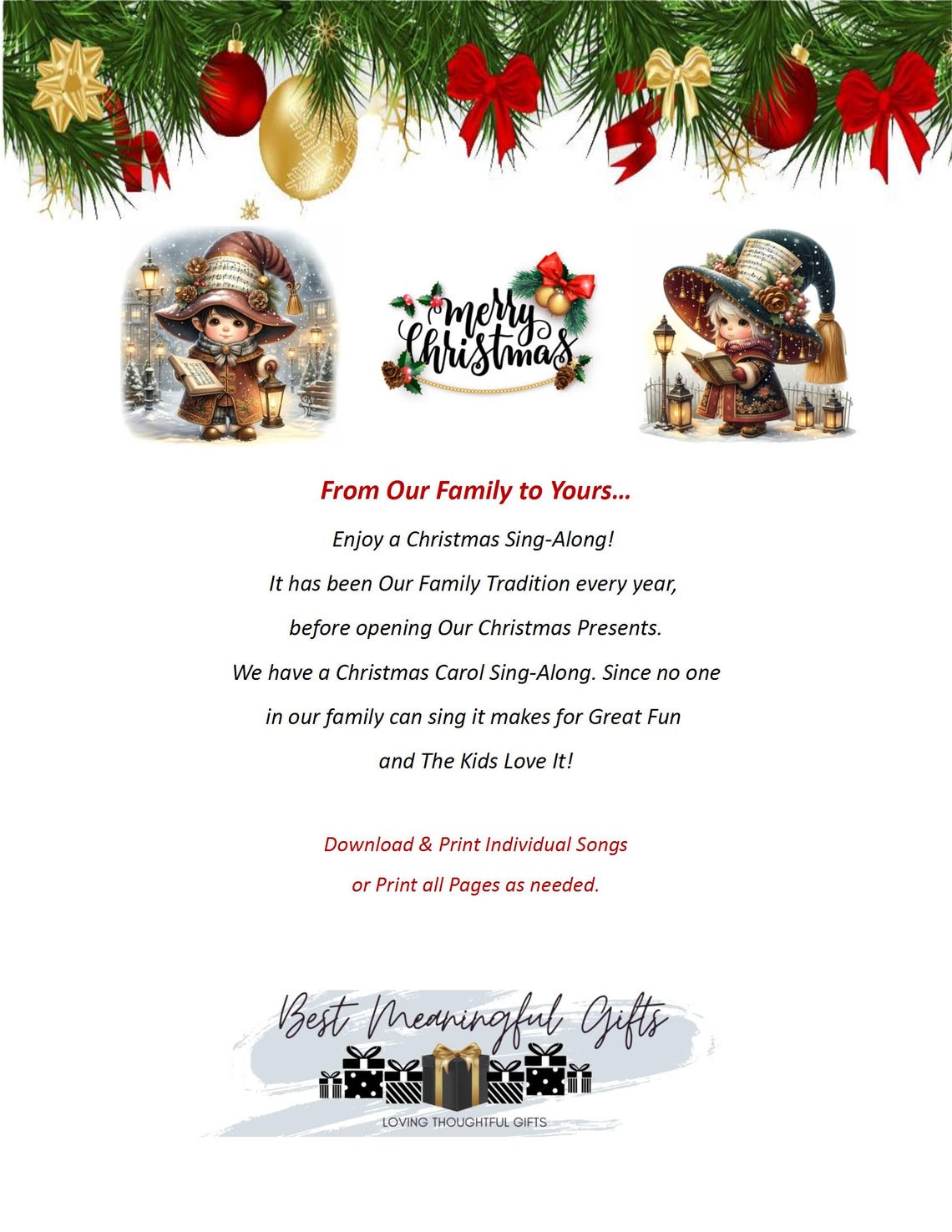 Christmas Carols: Sing-along Printable ( Instant Download) - Etsy