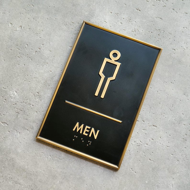 Luxury Restroom Signs,custom Bathroom Signs,3d Brass Toilet Signs,men's ...