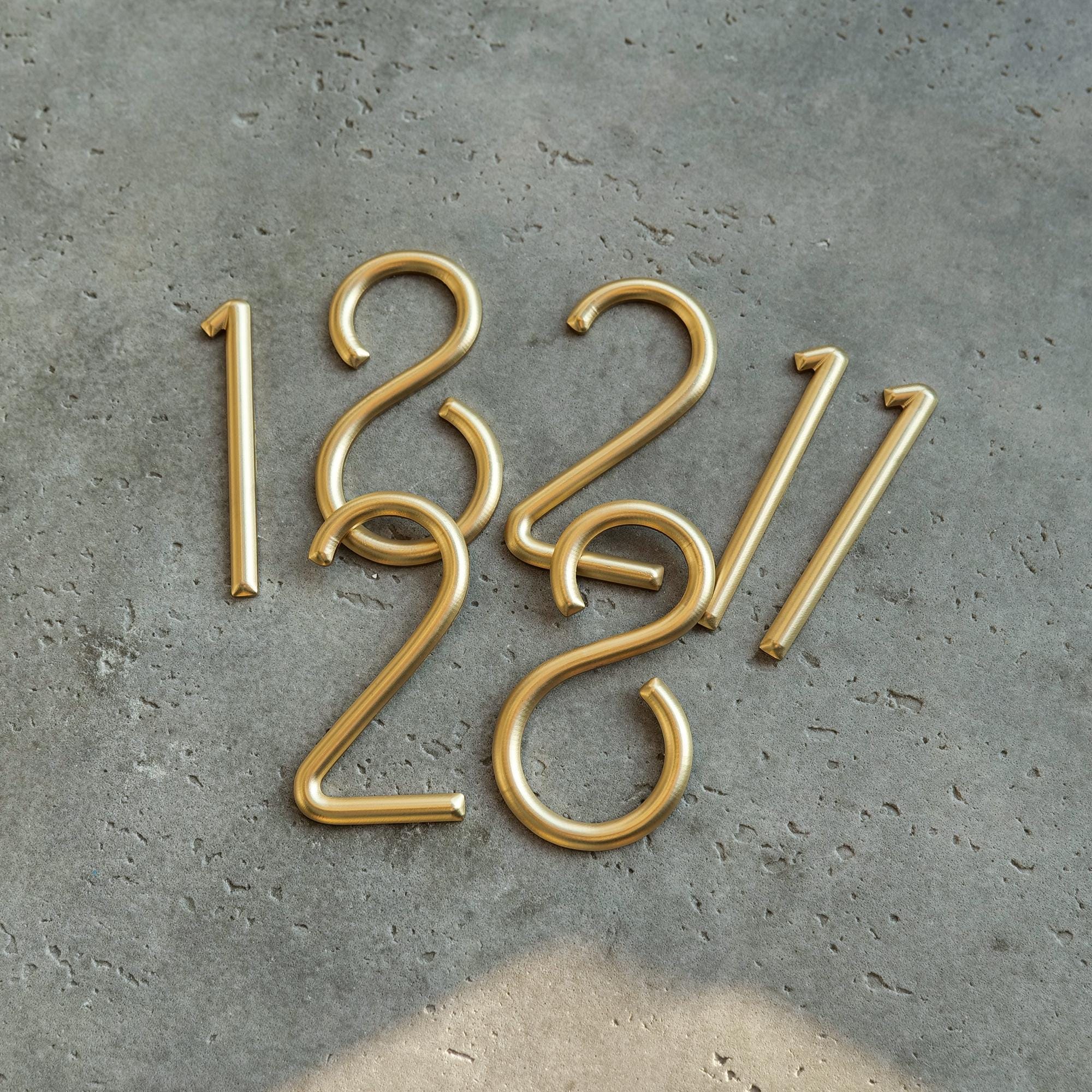 Custom Solid Brass House Numbers | Modern Gold Address Numbers ...
