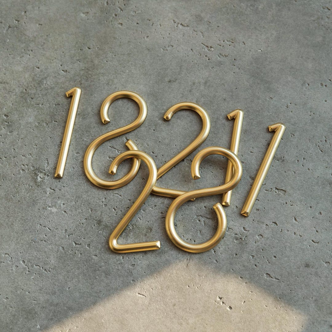 Custom Solid Brass House Numbers | Modern Gold Address Numbers ...