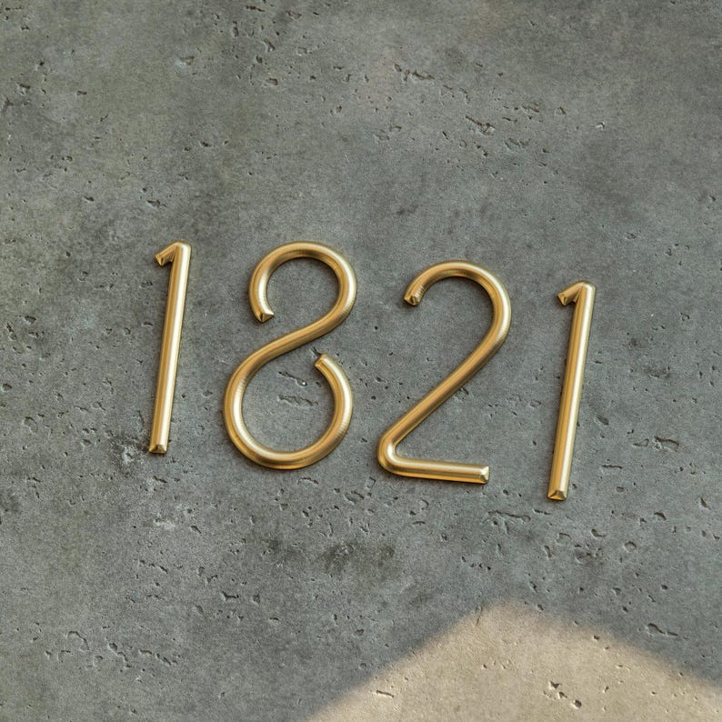 Custom Solid Brass House Numbers | Modern Gold Address Numbers ...