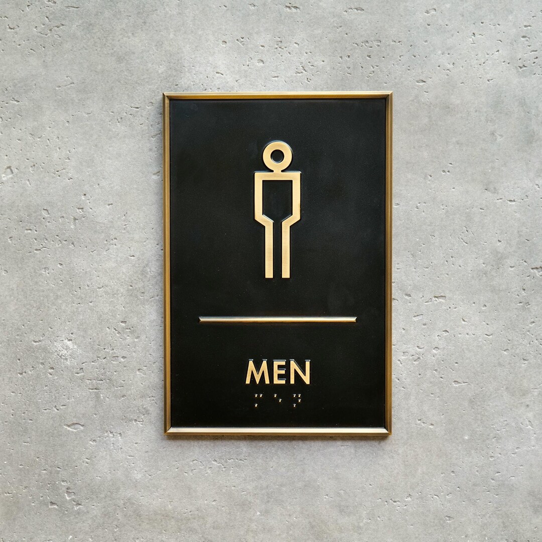 Luxury Restroom Signs,custom Bathroom Signs,3d Brass Toilet Signs,men's ...