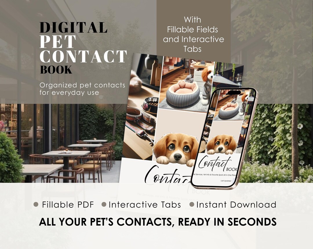 Fillable Pet Contact Book PDF: Vet Info, Services & Events Tracker - Etsy