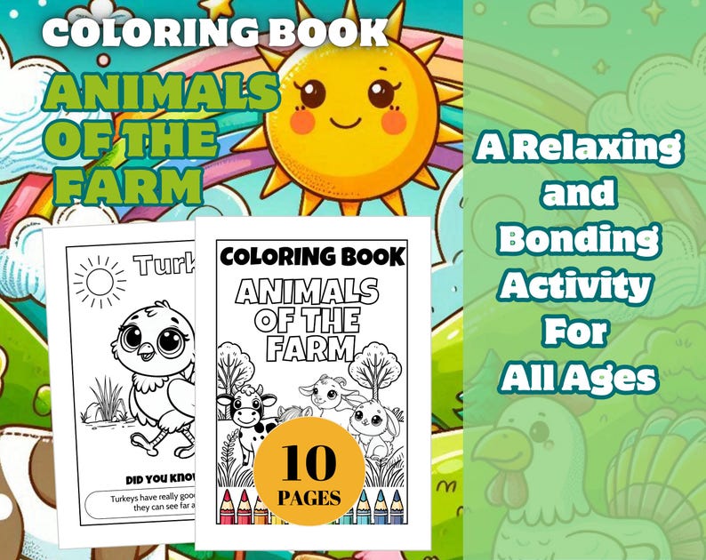 Farm Animal Coloring Book: Fun Facts for Kids (printable) - Etsy