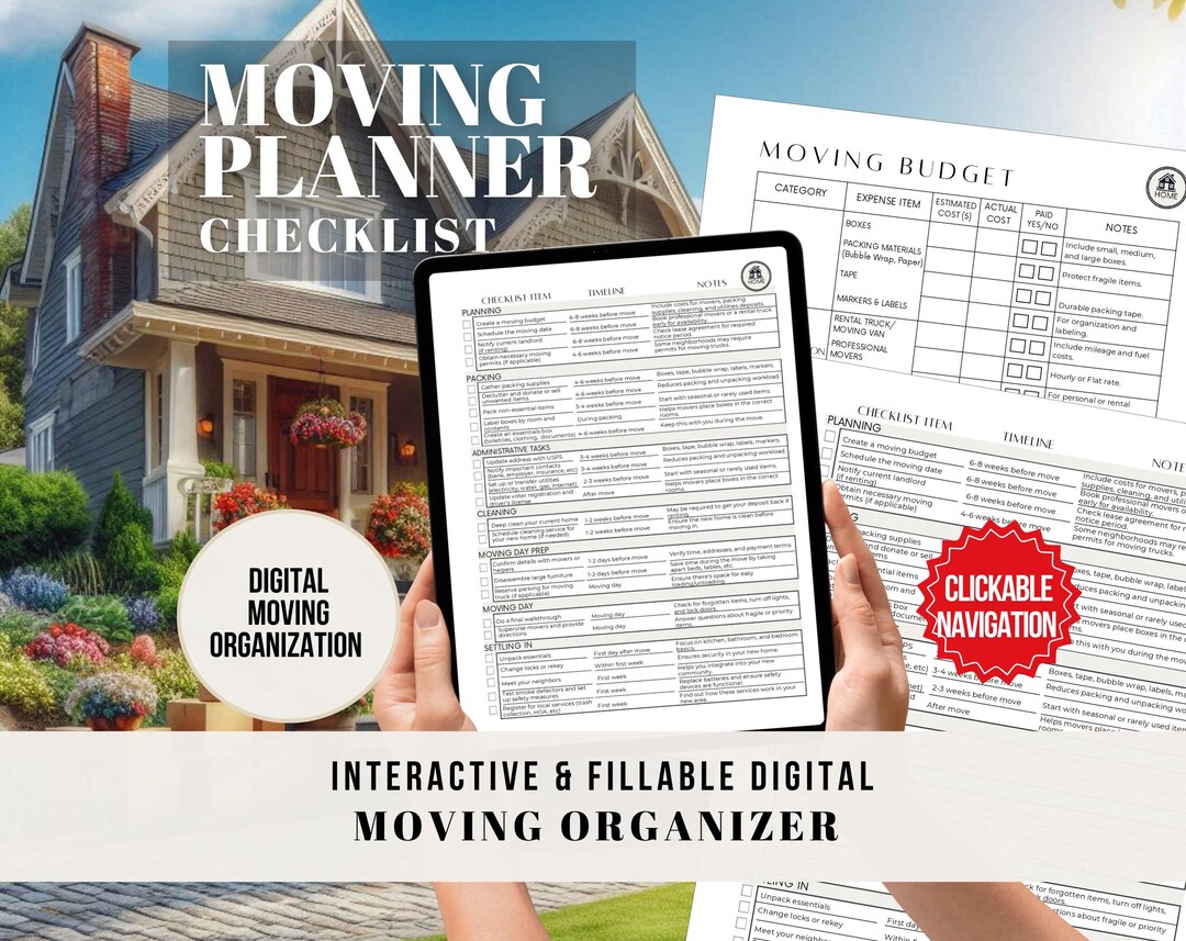 Comprehensive Interactive Fillable Detailed Moving Planner With Built ...