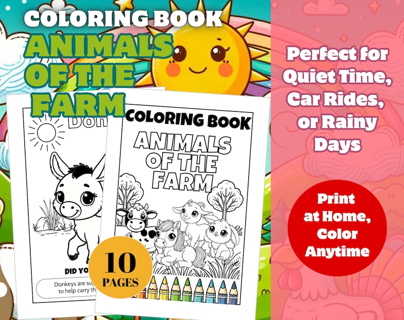 Farm Animal Coloring Book: Fun Facts for Kids (printable) - Etsy
