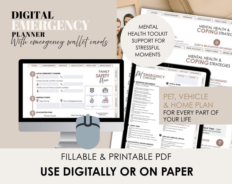 Fillable Family Emergency Plan Binder: Printable PDF With Wallet Cards ...