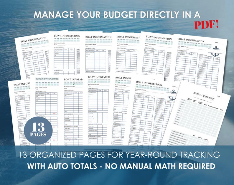 Boat Expense Tracker PDF: Fillable, Printable, Auto-calculating - Etsy