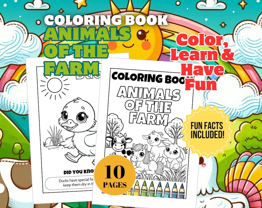 Farm Animal Coloring Book: Fun Facts for Kids (printable) - Etsy