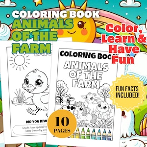 Farm Animal Coloring Book: Fun Facts for Kids (printable) - Etsy