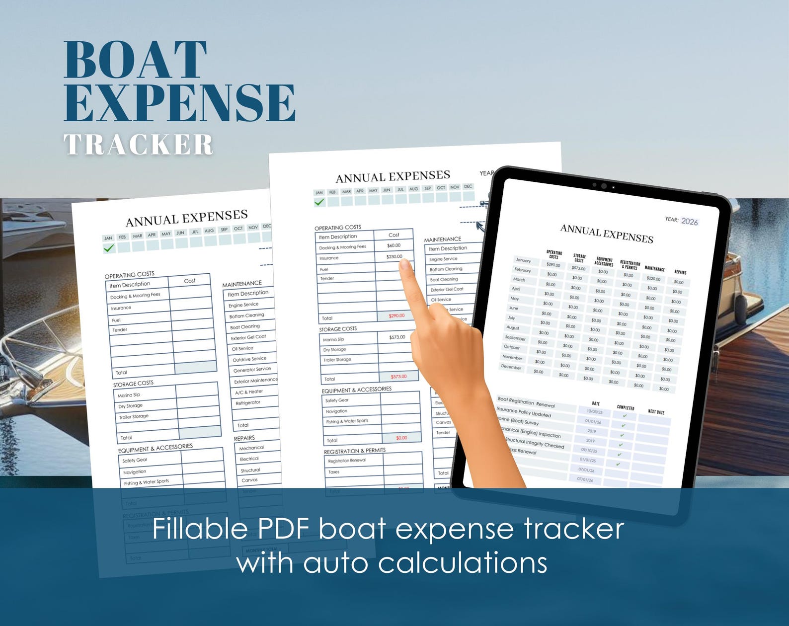Boat Expense Tracker PDF: Fillable, Printable, Auto-calculating - Etsy
