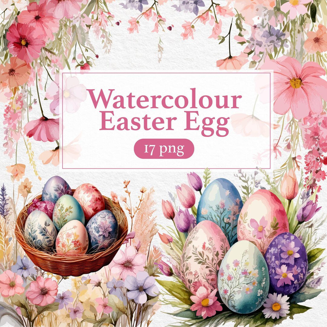 Watercolor Easter Egg Clipart Bundle, Easter Egg PNG, Easter Clipart ...