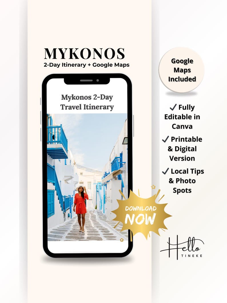 Mykonos 2-day Travel Itinerary Printable – Greece Trip Guide With ...