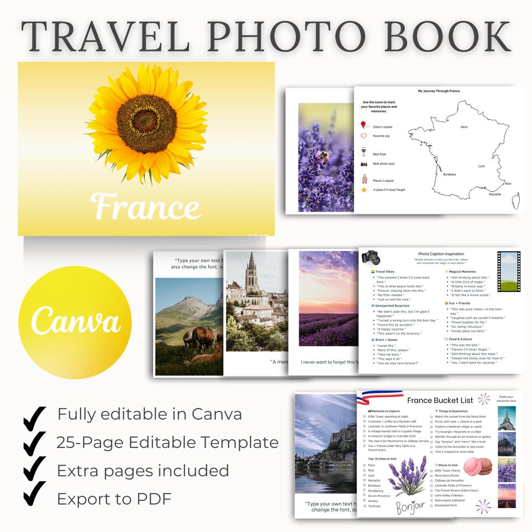 France Travel Photo Book | Paris & Beyond Memory Journal | Editable ...