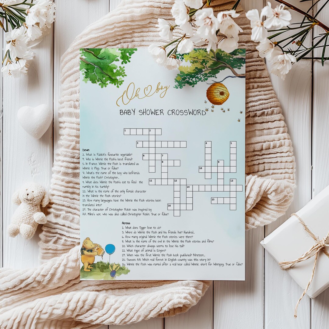 Winnie the Pooh Crossword Puzzle, Birthday Puzzles for Kids, POOH Baby ...