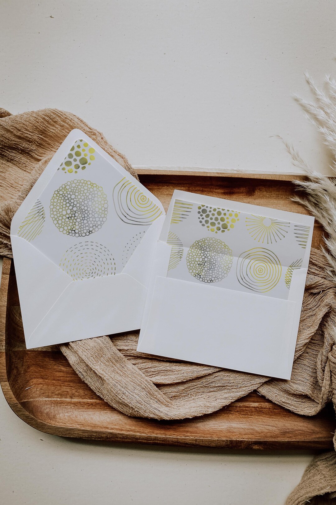 Gold Envelope Liner Template, Printable Gold Line Art Envelope Flap ...