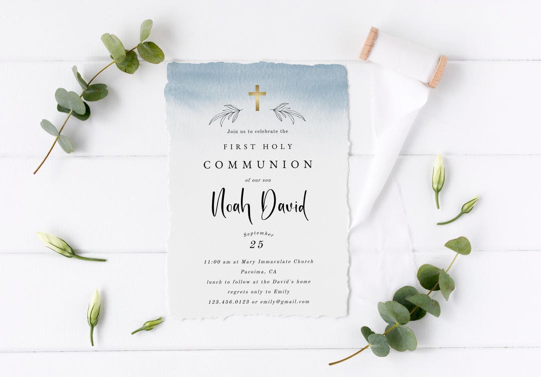 First Communion Invitation Template Holy Communion Boys Invitation ...