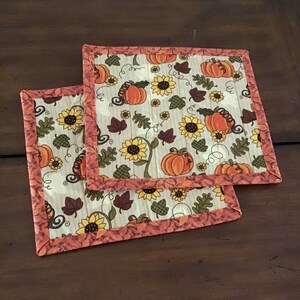Fall/autumn Mug Rugs, Quilted Mug Rugs, Snack Mats, Pumpkin Mug Rugs ...