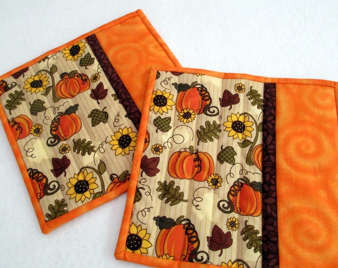 Fall/autumn Mug Rugs, Quilted Mug Rugs, Snack Mats, Pumpkin Mug Rugs ...