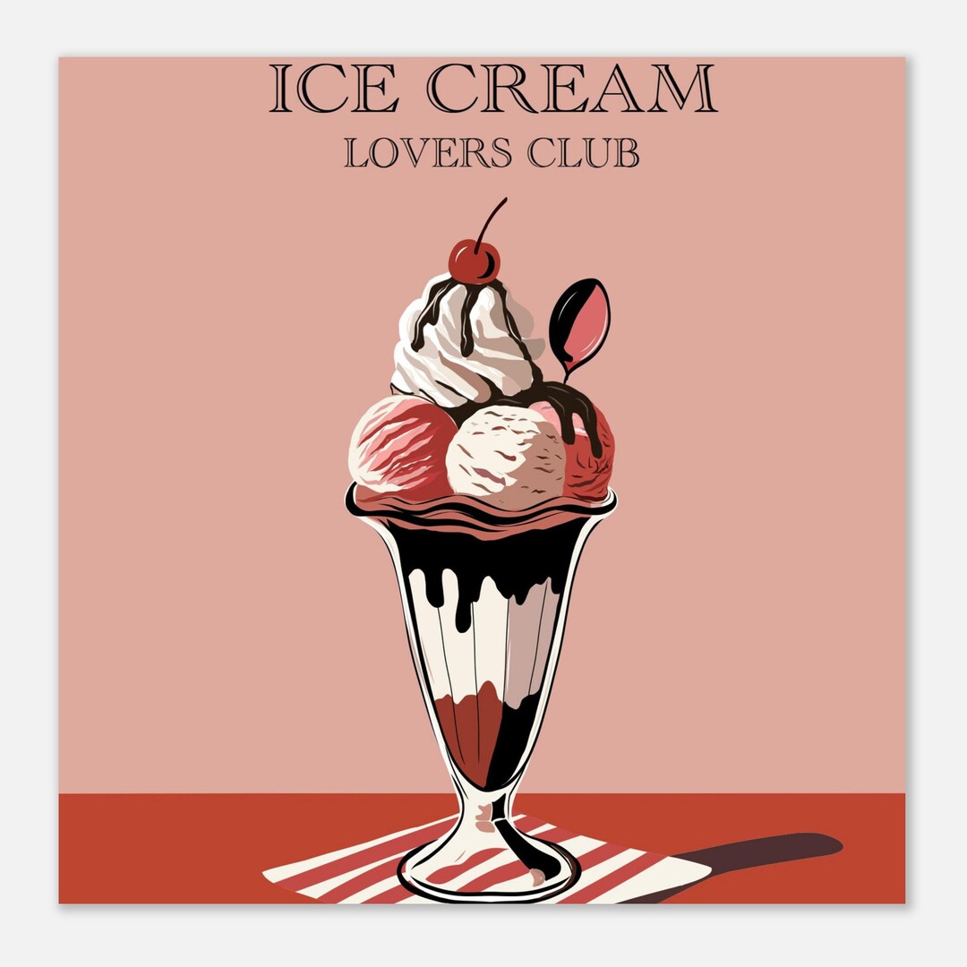 Ice Cream Poster Digital Download | Vintage Ice Cream Print | Retro ...