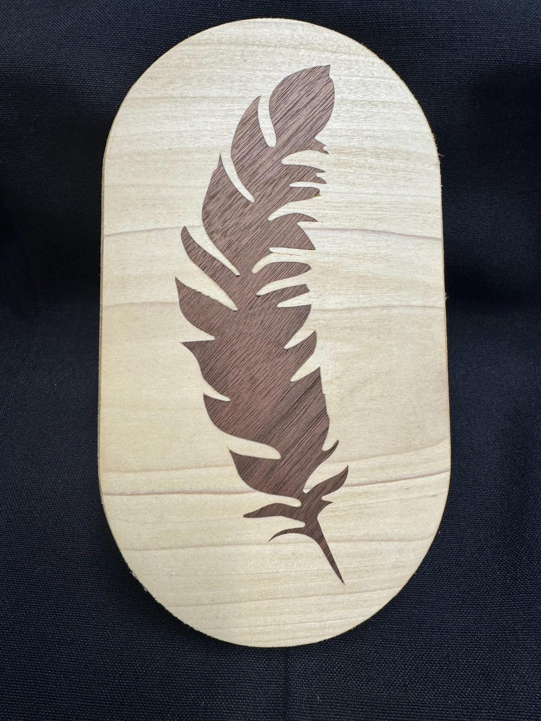 Handcrafted Feather Inlay Decoration – Walnut & Poplar Wood Art - Etsy