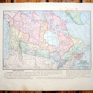 1887 CANADA MAP - Original Antique Map of the the World - Etsy