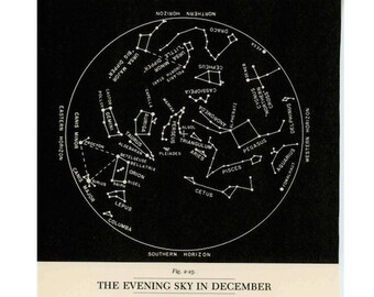 C.1977 DECEMBER STAR MAP Celestial Zodiac Constellation | Etsy