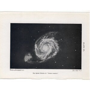 C. 1911 SPIRAL NEBULA Antique Print • Antique Astronomy Print • Lord ...