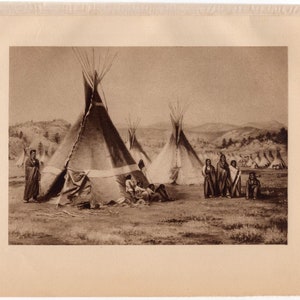 C. 1934 TIPI of the SHOSHONI INDIAN Lithograph - Vintage Native ...