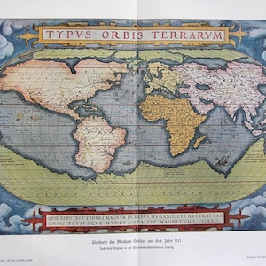 C. 1900 WORLD MAP Lithograph - Original Antique Print - View of the ...